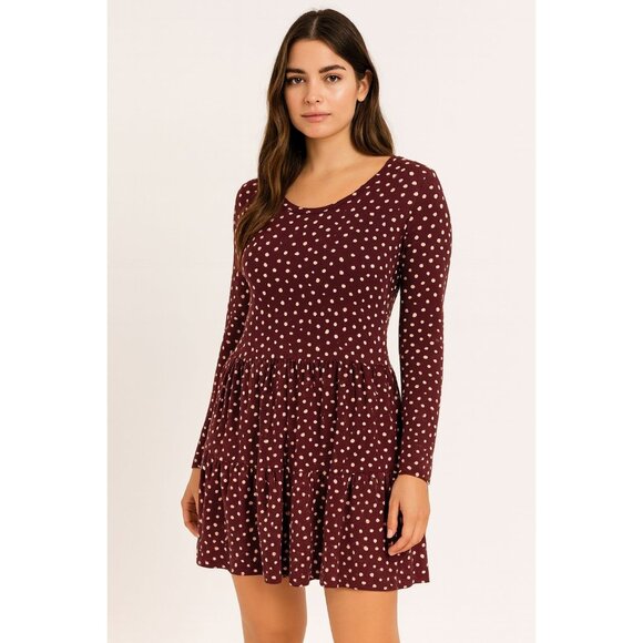 LOFT | Dresses | Loft Womens Tiered Shift Dress Long Sleeve Round Neck ...